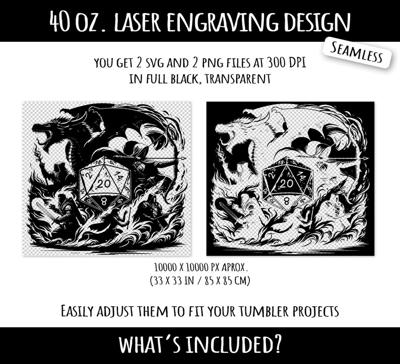 Roleplay Gaming 40oz Tumbler Laser Engraving Wrap, Dungeons and Dragons ...