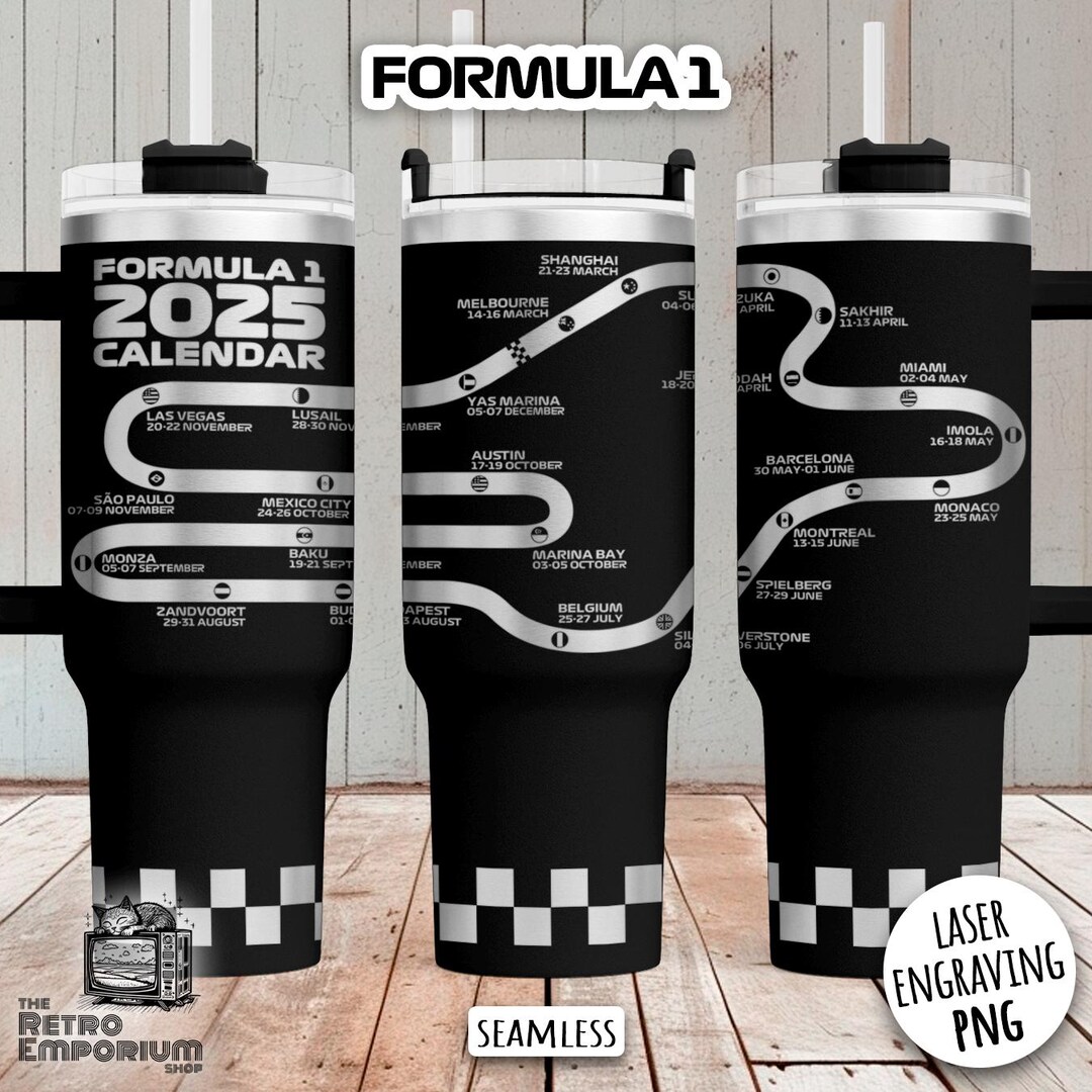 2025 Calendar Formula 1 Laser Engraved PNG, Racing Cars 40oz Laser ...