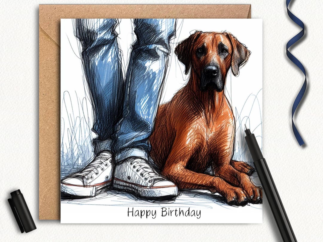 Rhodesian Ridgeback Dog (resting) Birthday Card. A Birthday Card for ...