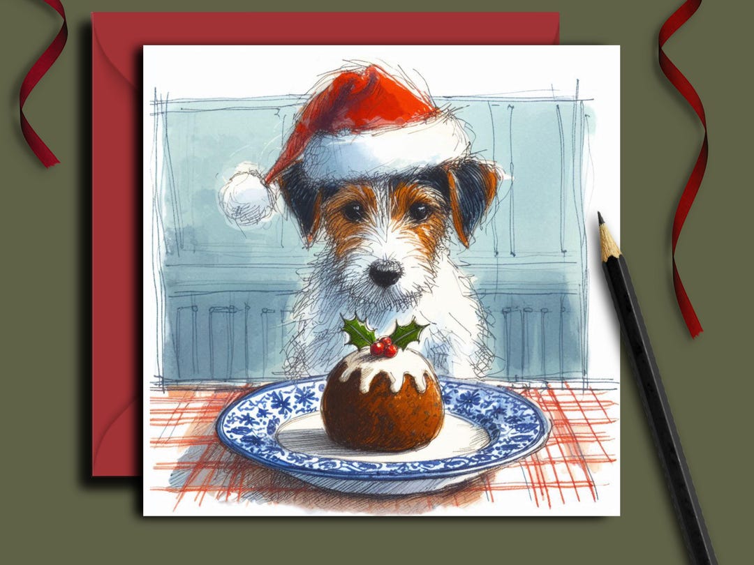 JACK RUSSELL TERRIER Dog Christmas Card; Figgy Pudding - Etsy