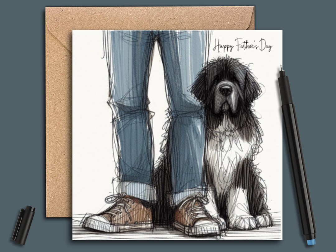 NEWFOUNDLAND DOG Father's Day Card (withdad)a Newfoundland Card for ...