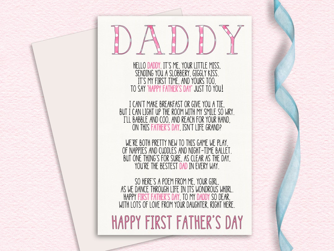 FIRST FATHERS DAY Card - Card for New Dads From Their Baby Girls. Card ...