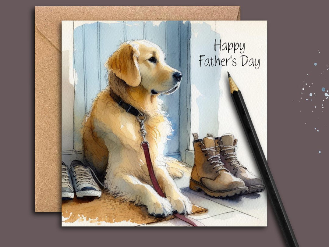 Golden Retriever Father's Day Card (bluedoor)a Father's Day Golden ...