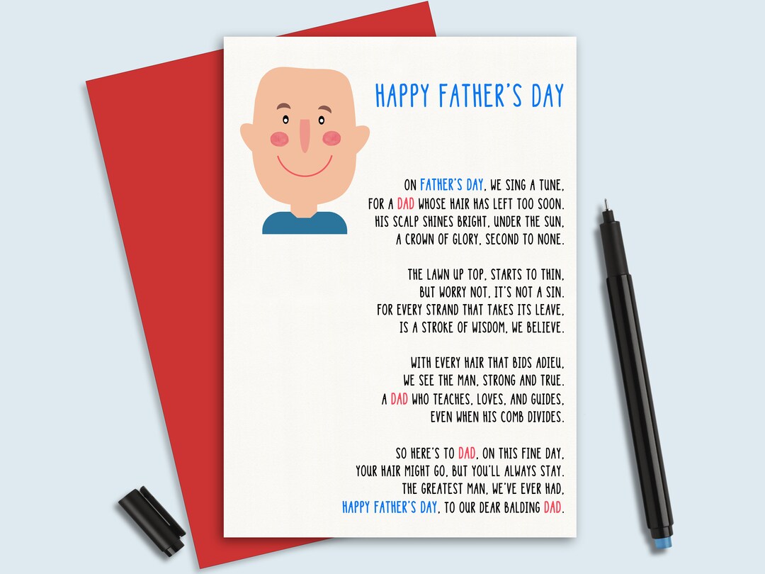 BALD DAD Father's Day Card, Card for Dad Who is Bald or Going Bald and ...