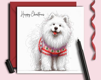 Samoyed Christmas Card - Etsy UK