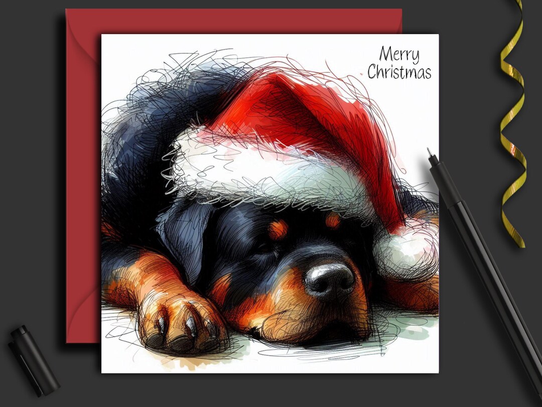 ROTTWEILER Dog Christmas Card; Christmas Afternoon Snooze - Etsy