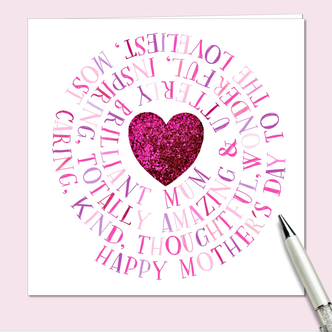 PINK Mothers Day Card, a Gorgeous Card for Your Glitzy Mum This Mothers ...