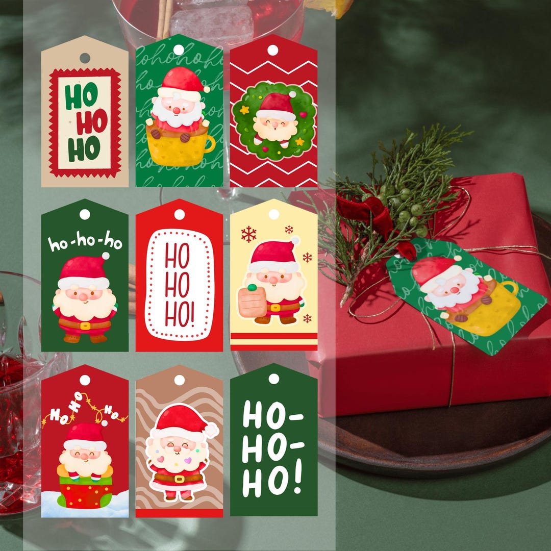 Printable Christmas Gift Tags | Cute Santa Claus Tags | Downloadable ...