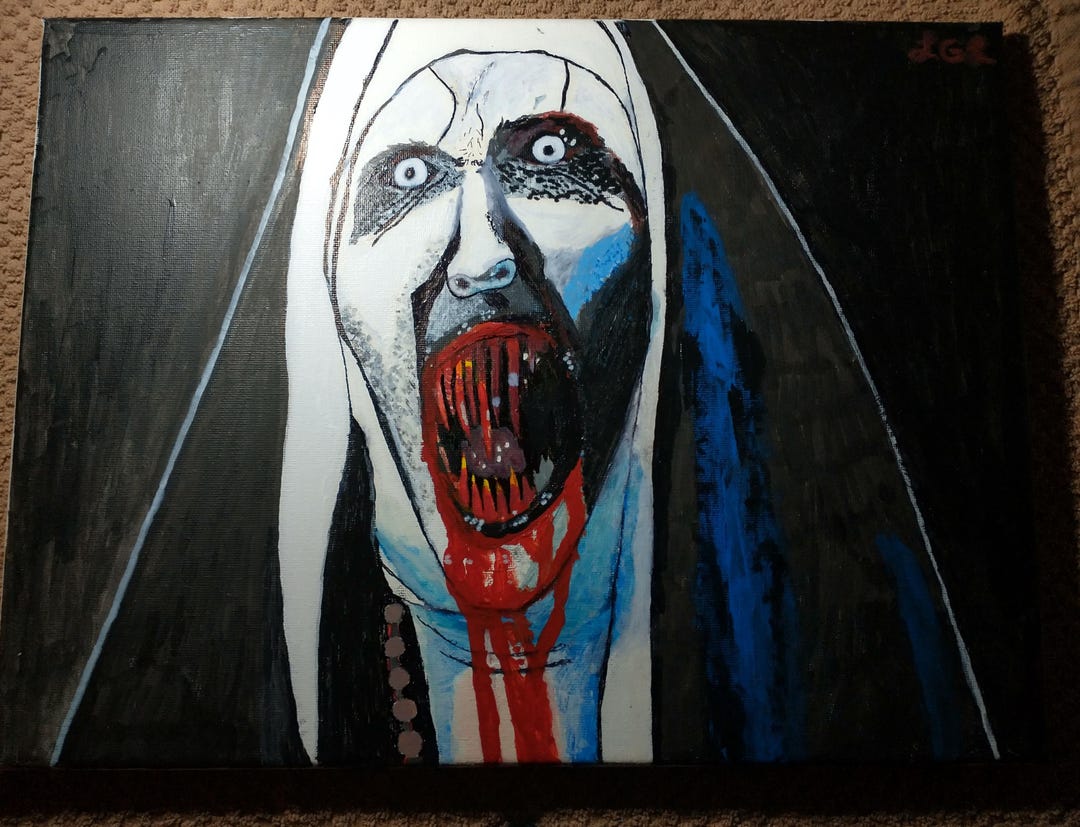 The Nun valak Original Canvas Painting signed Wall Art not a Print ...
