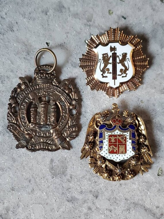 Vintage Heraldic Coat of Arms Shield Pins Brooches an… - Gem