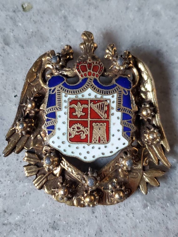 Vintage Heraldic Coat of Arms Shield Pins Brooches an… - Gem