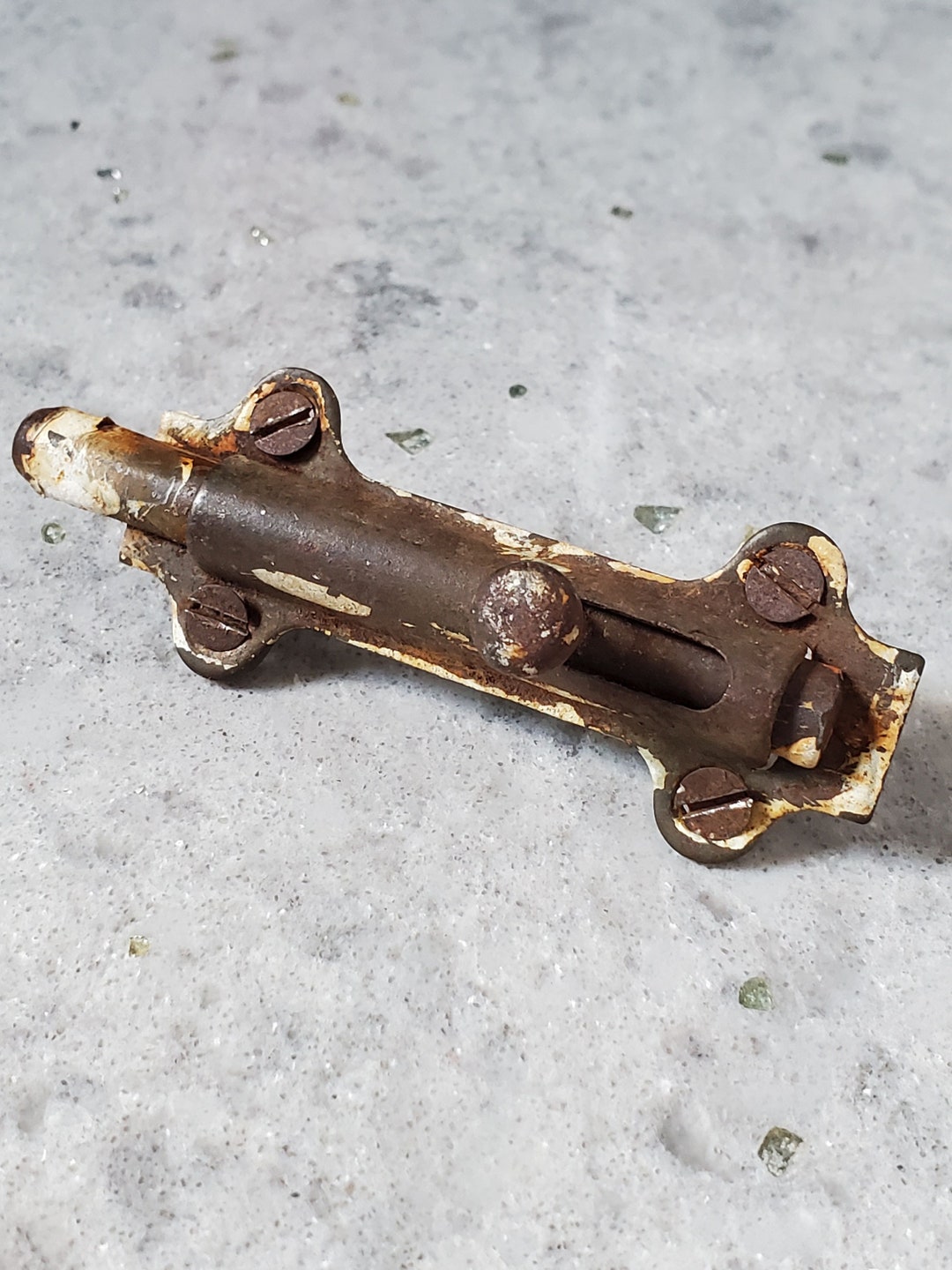 Vintage Rusty Chunky Barrel Bolt Slide Lock With 4 Rusty Screws, Some ...