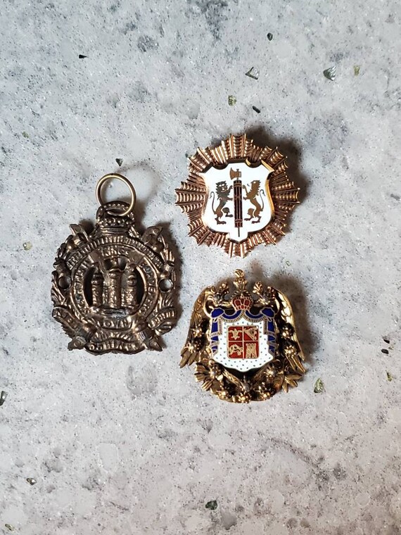 Vintage Heraldic Coat of Arms Shield Pins Brooches an… - Gem