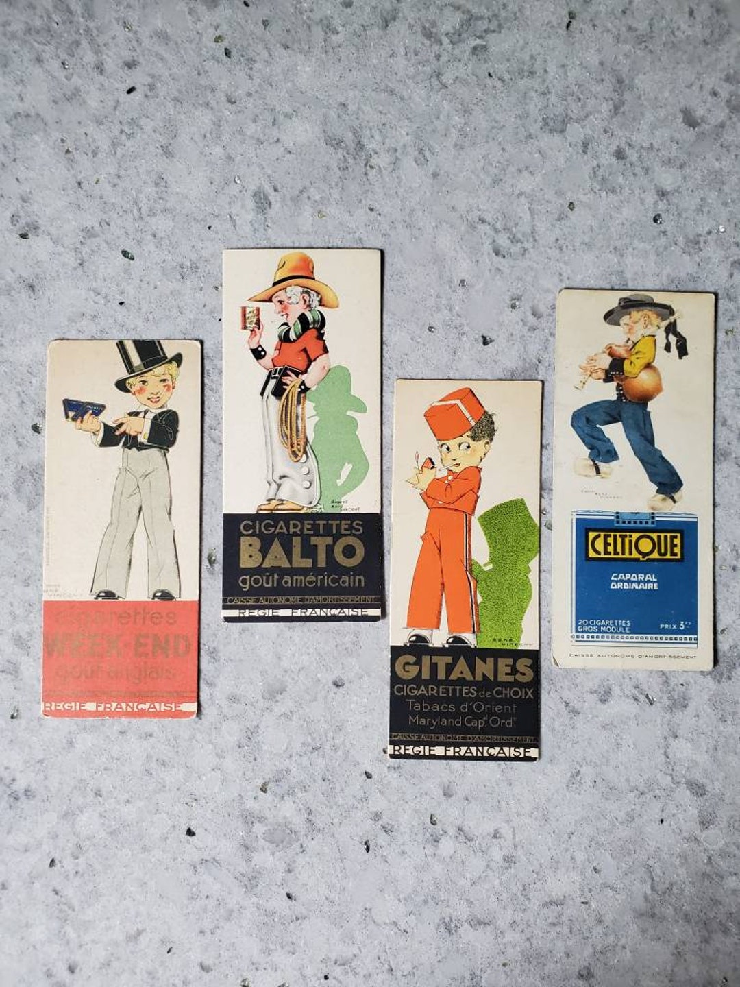 Vintage French Art Deco Cigarette Double Face Cards Book Markers by ...