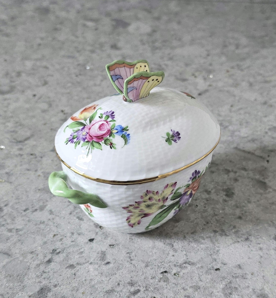 Vintage Herend Printemps Porcelain Box: Butterfly Knob, Hand-painted - Etsy