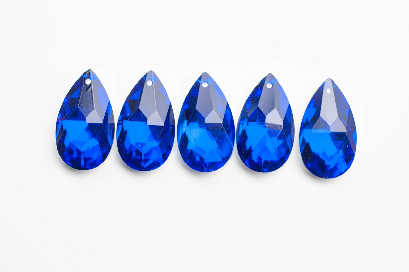 Set of 5 - 38mm Blue Teardrop With Silver Backs - Etsy