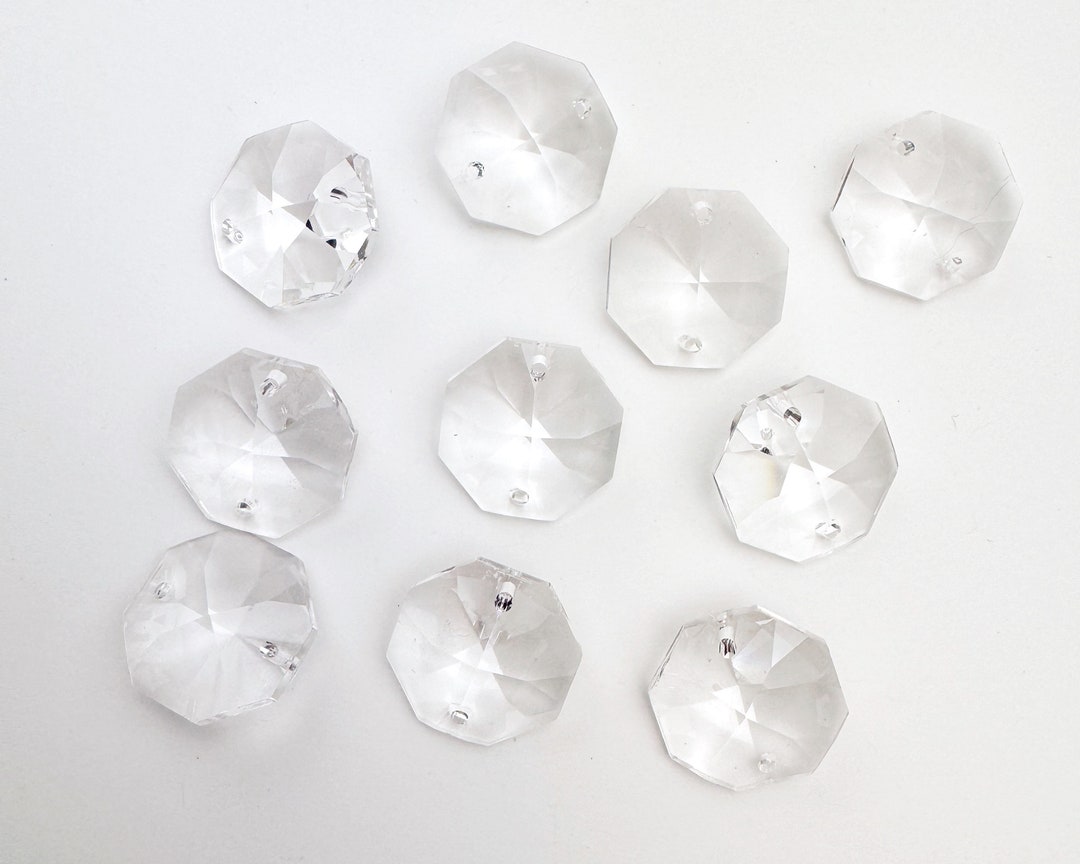 10 - 18mm Clear Octagon Crystal Chandelier Prisms - 2-hole - ASFOUR ...