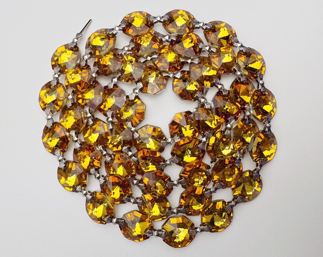 1 Yard (3 Ft.) Chandelier Crystals Bead Garland Chain - Golden Yellow ...