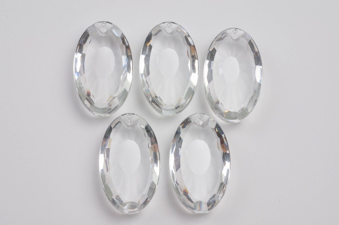5 - 50mm Clear Chandelier Crystals Prisms - Oval Glass Crystal Prisms ...