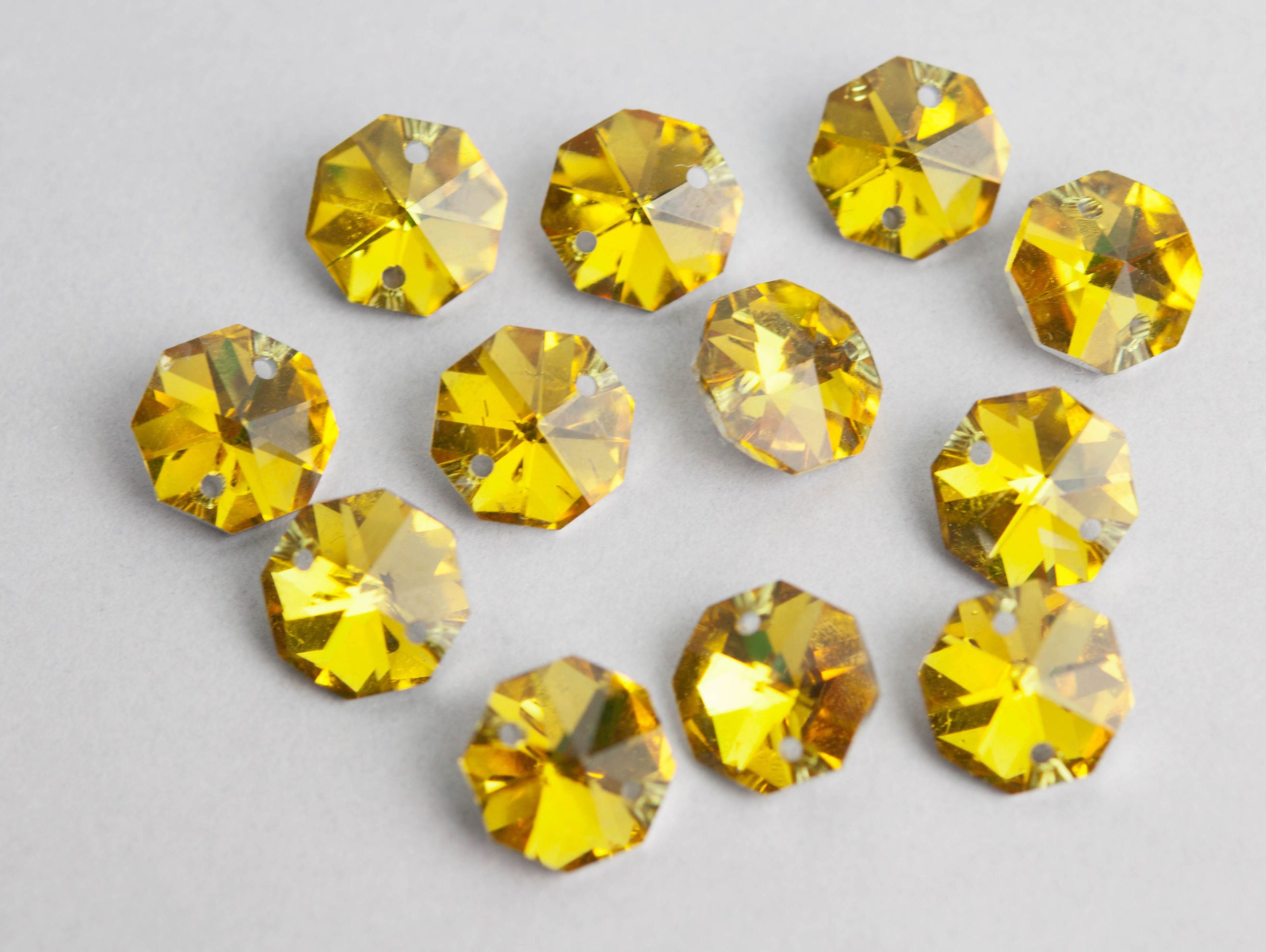 12 Iridescent Yellow 14mm Crystal Jewelry 2 Hole Connectors | Etsy