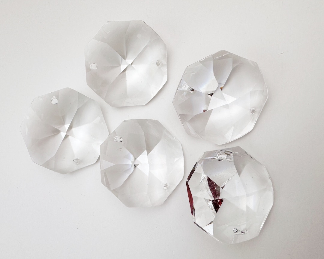5 - 20mm Clear Octagon Crystal Chandelier Prisms - 2-hole - ASFOUR Full ...