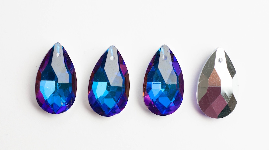 4 Iridescent Blue Vitrail Multicolor - 22mm Crystal Teardrops - Etsy