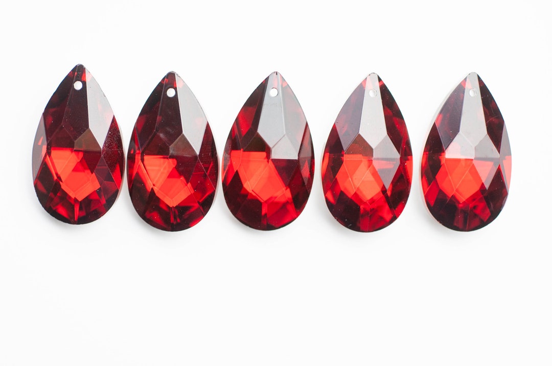 Set of 5 - 38mm Red Teardrop With Silver Backs - Etsy
