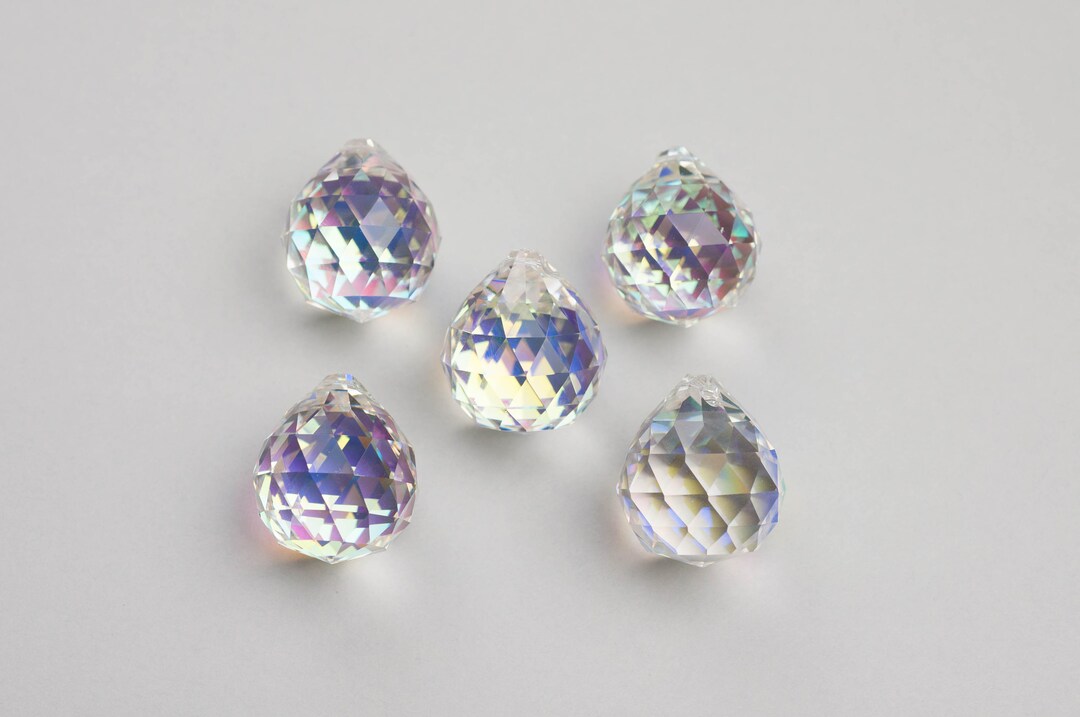 5 - AB IRIDESCENT 30mm Full Lead Crystal Chandelier Crystal Prism ...