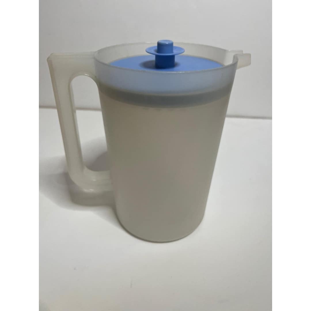 Tupperware Pitcher Blue Push Button Lid Vintage - Etsy