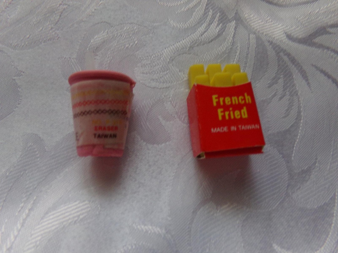 Vintage 1980s Fries and Shake Eraser Set - Etsy