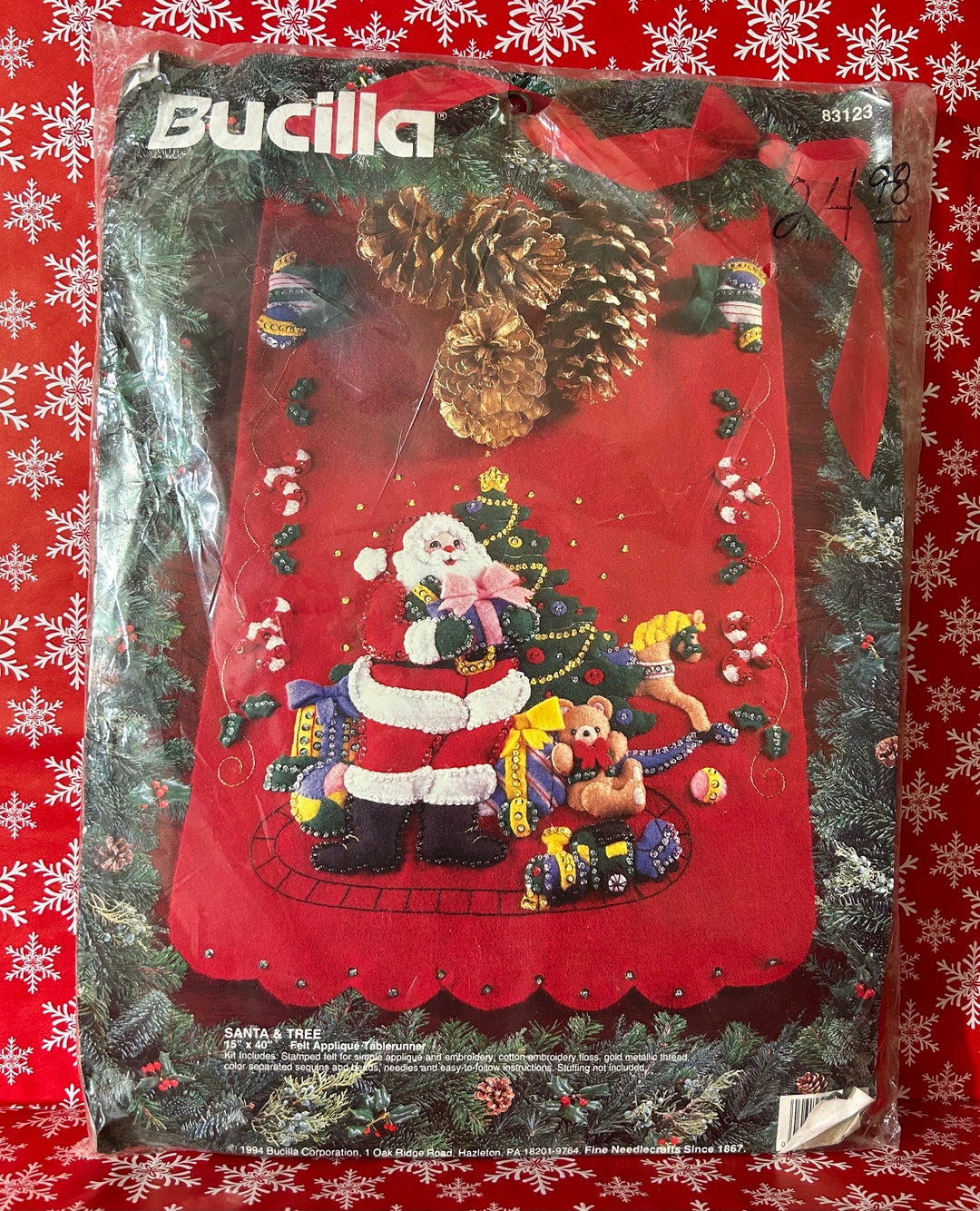 Vintage, Rare, 1994 Bucilla Felt Santa & Tree Table Runner Kit 83123 - Etsy