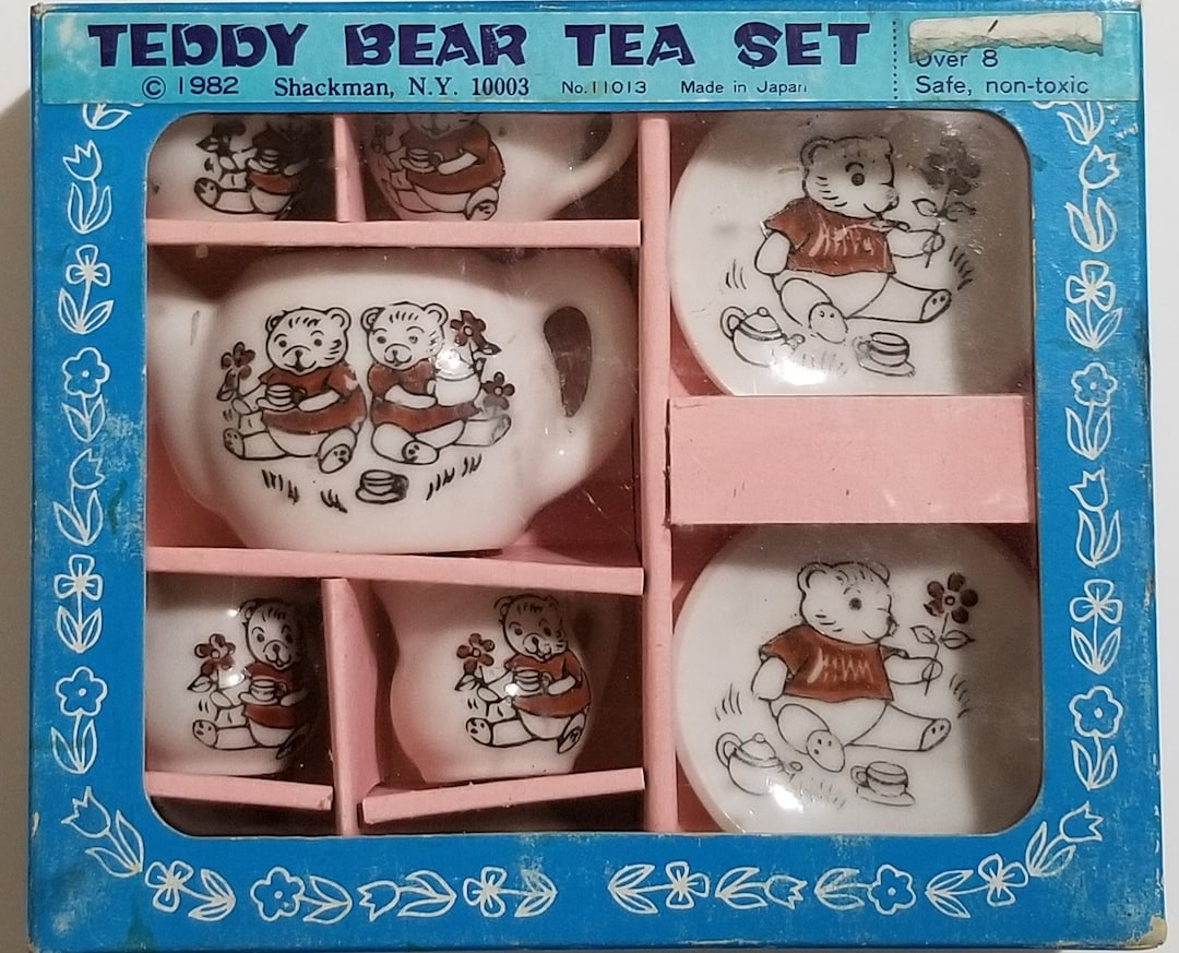 Teddy Bear China Toy Tea Set 1982 Shackman Made in Japan in Original ...