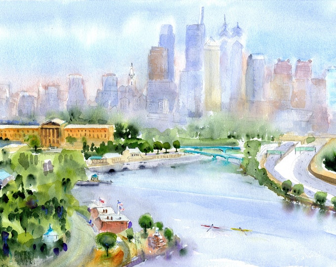 Philadelphia Sketch Art Print, Rittenhouse Square, City Architecture ...