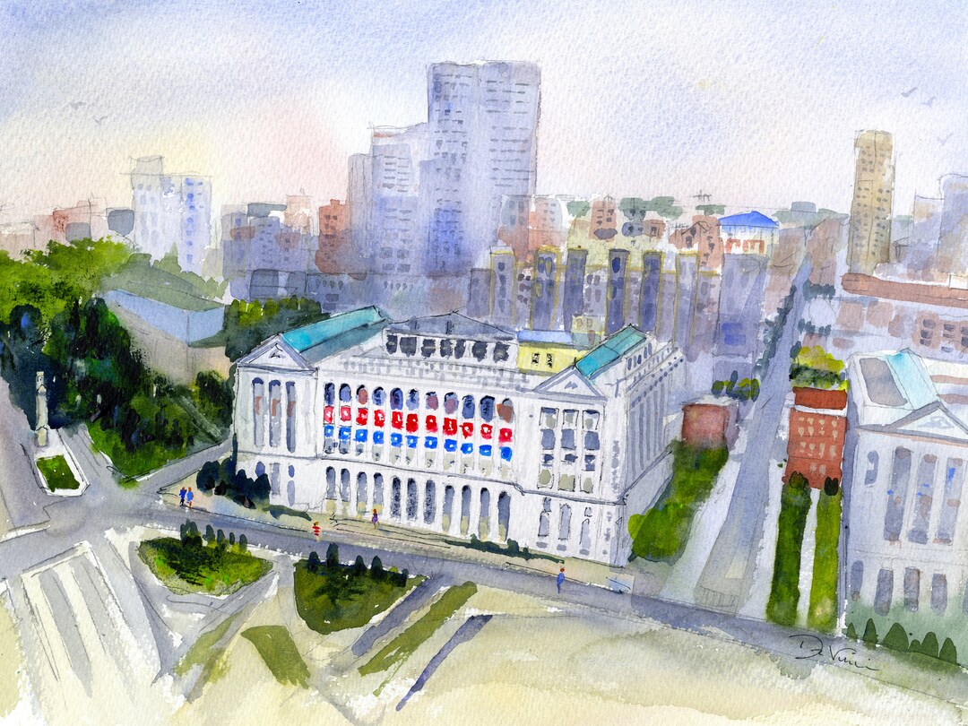 Philadelphia Free Library Watercolor Art Print (digital Download) - Etsy
