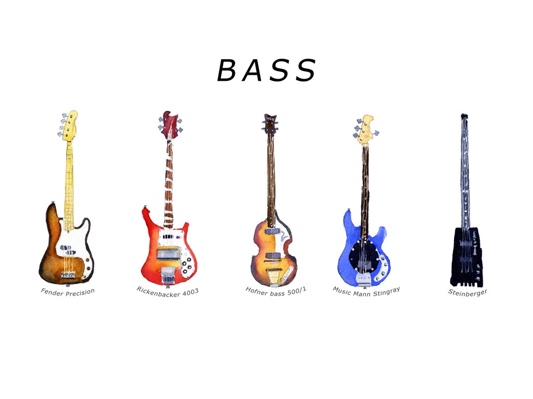 Bass Guitar Poster, Musical Instruments Prints, Gifts for Bass ...