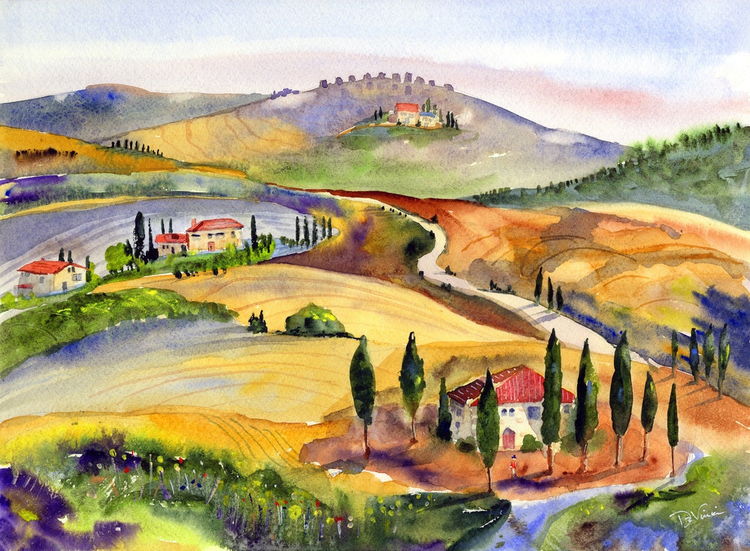 Tuscany Painting, Italy, Tuscany Landscape Print, Abstract Wall Art ...