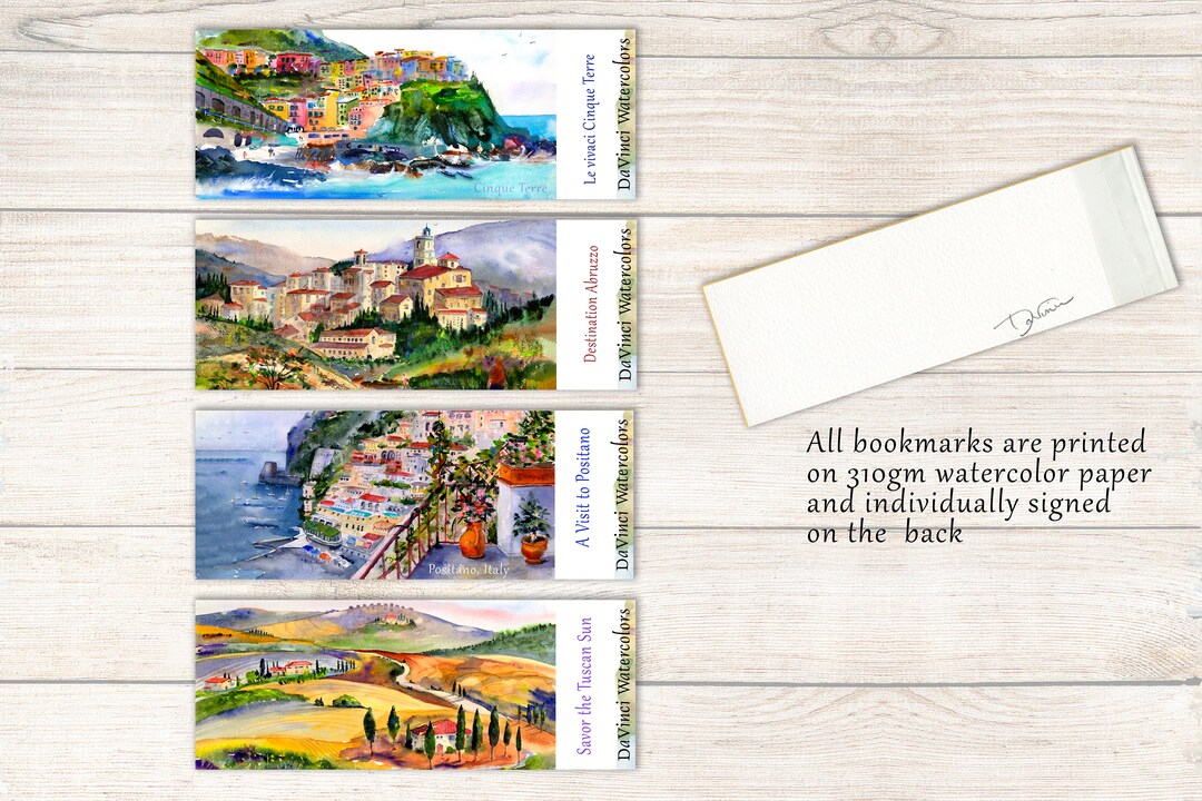 Bookmarks of Italy, Tour of Italy Bookmarks, Watercolor Bookmarks ...