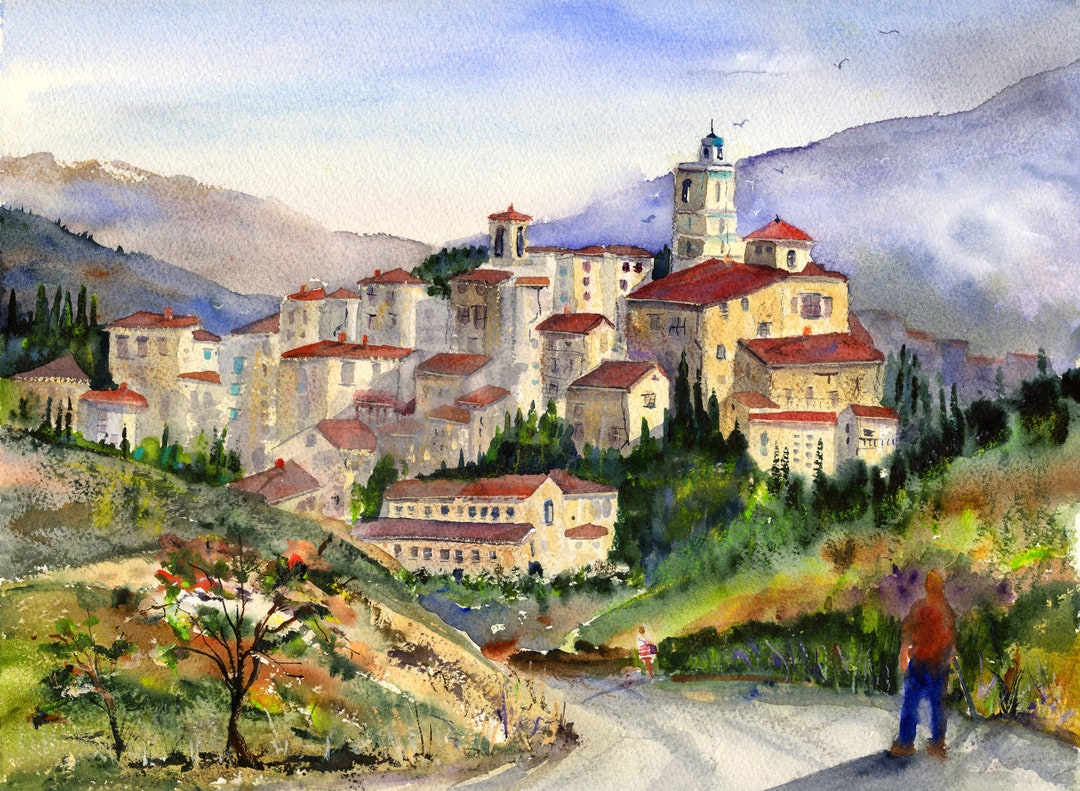 ITALY Prints, Abruzzo Italy Watercolor Landscape Italian Wall Art ...