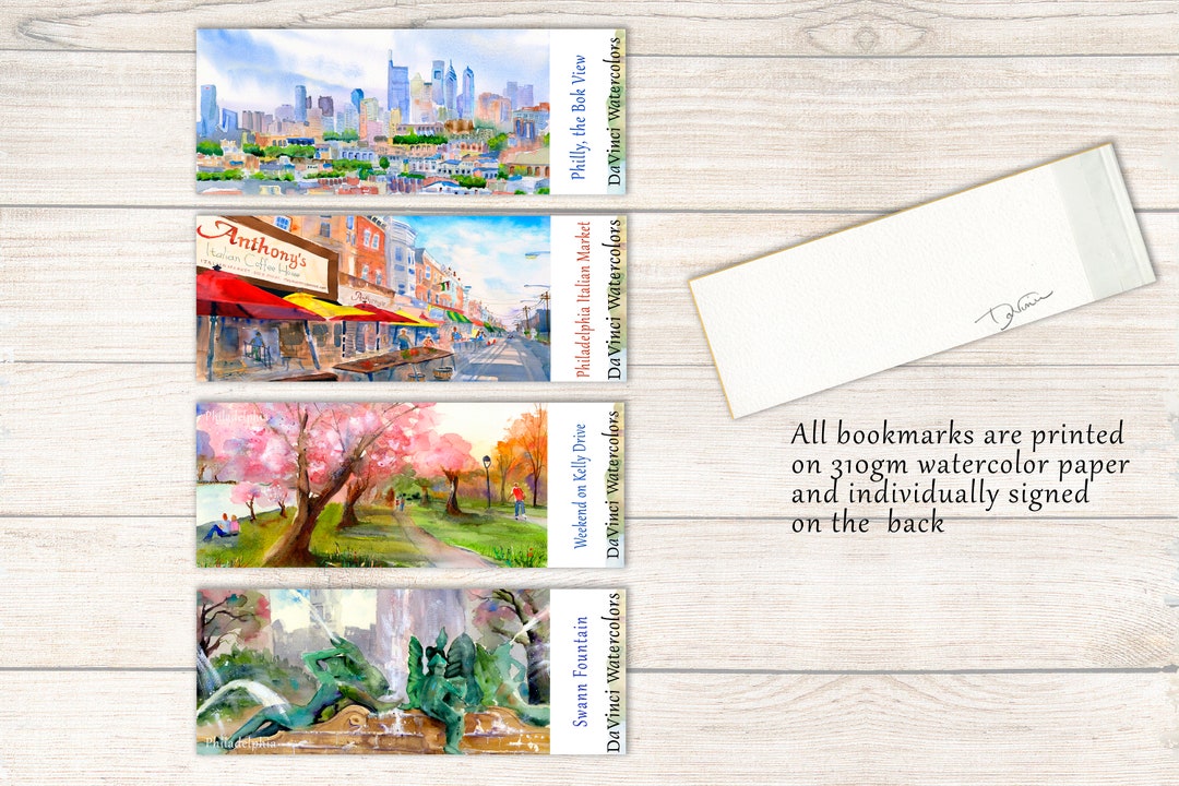 Philadelphia Watercolor Bookmarks, Set of 4, City Views - Etsy