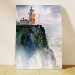 Split Rock Lighthous Minnesota Prints Lighthouse Watercolor Painting ...