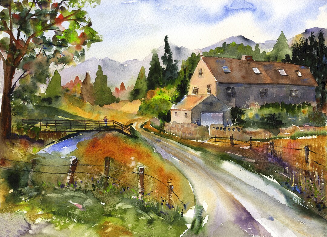 Yorkshire England Abstract Watercolor, English Landscape Print ...