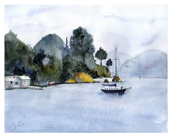 New Zealand Watercolor Otago Peninsula Art Weller's - Etsy