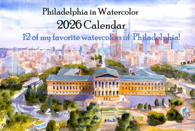 2026 Philadelphia Watercolor Calendar - Philly Skyline, Art Museum - Etsy