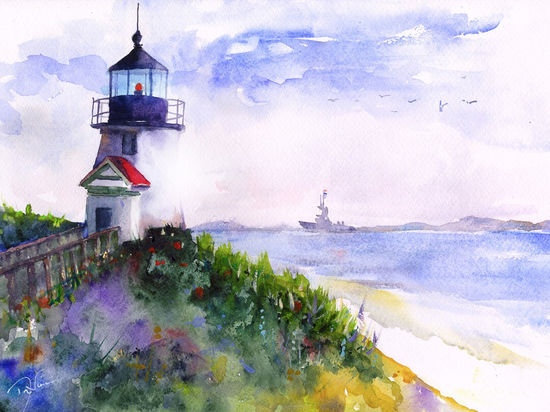 Nantucket Watercolor, Cape Cod Wall Art, Brandt Point Painting ...