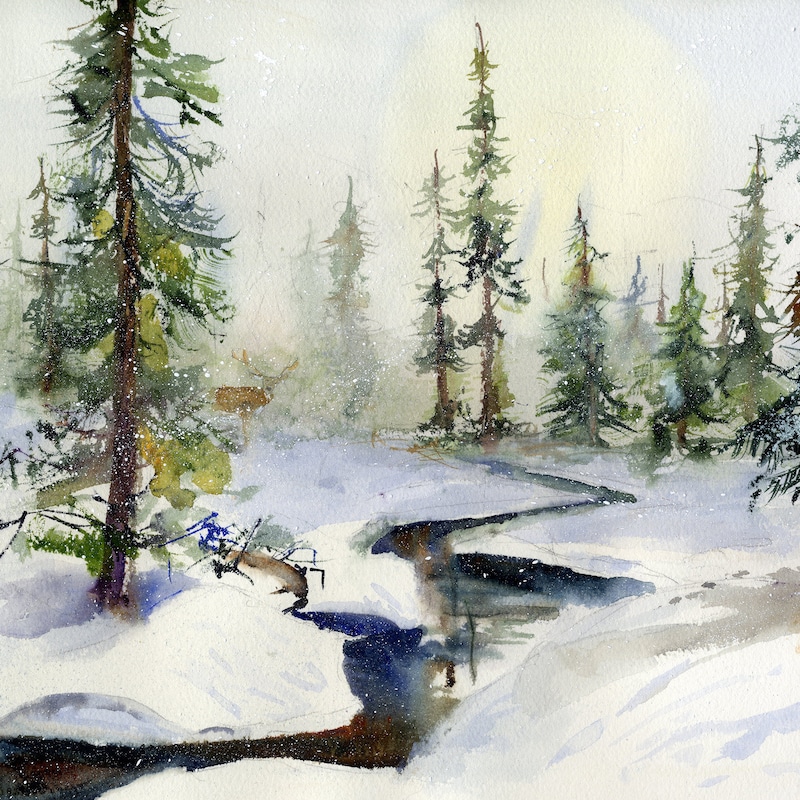 Winter Watercolor - Etsy
