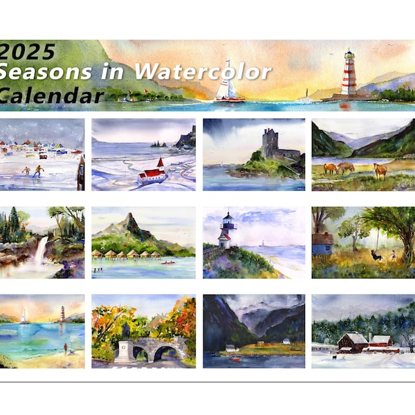 Watercolor Calendar - Etsy