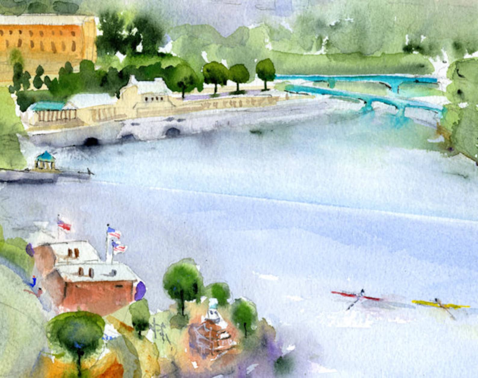 Philadelphia Skyline With Waterworks Philly Skyline | Etsy