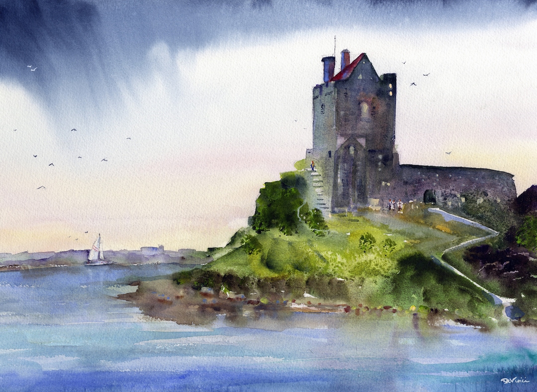 Ireland Landscape Painting Castles of Ireland Dunguaire Castle Irish ...
