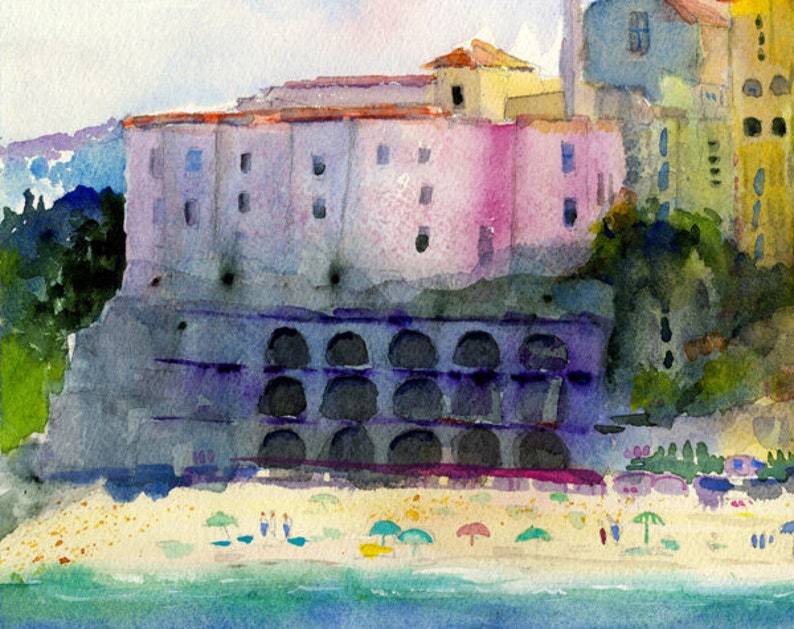 CALABRIA Tropea Watercolor Print Tropea Beach Italian | Etsy