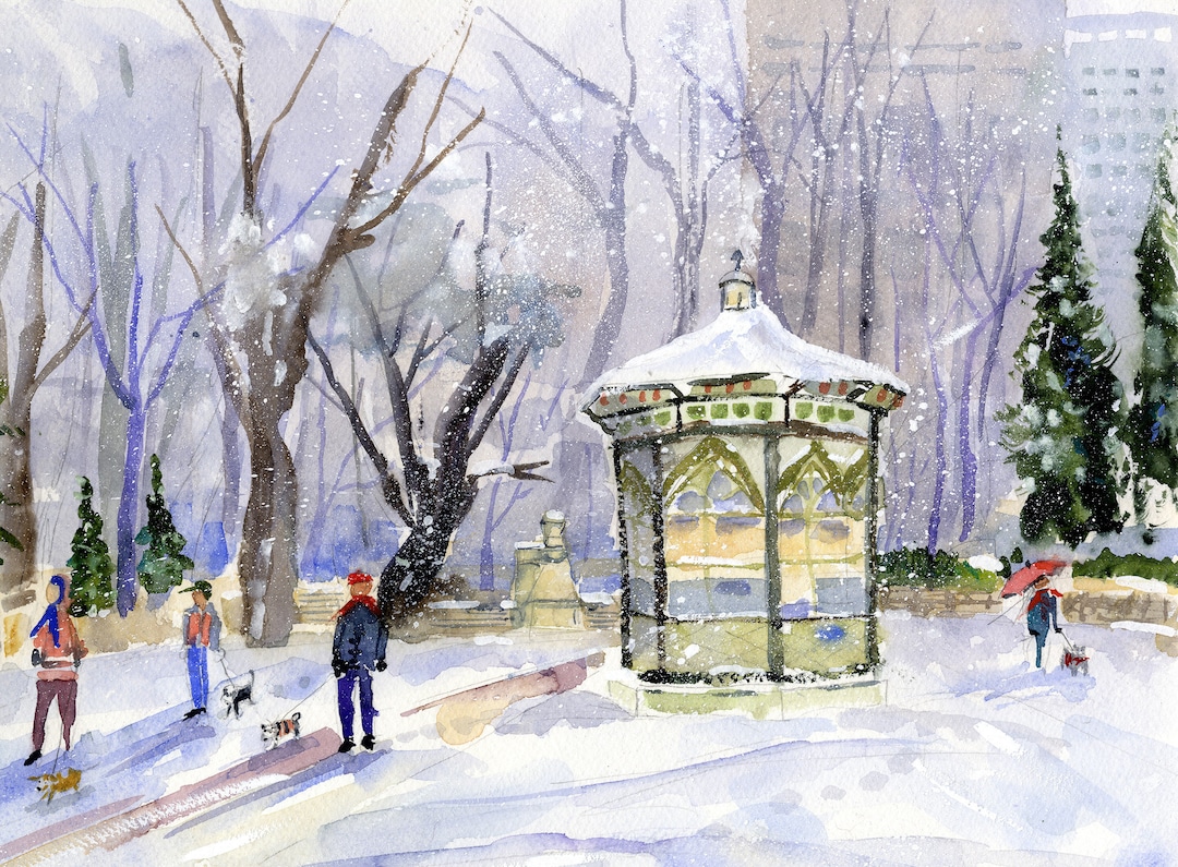 Philadelphia Rittenhouse Square - Winter Watercolor Landscape - Philly ...